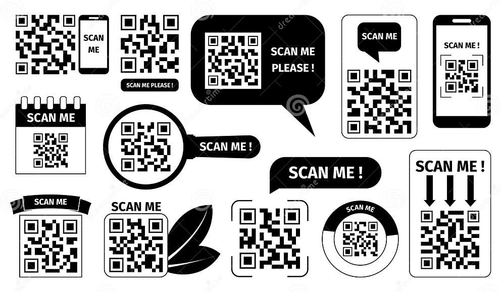 Barcodes for Scan. Qr Codes Badges, E Wallet, Digital Payment Template ...