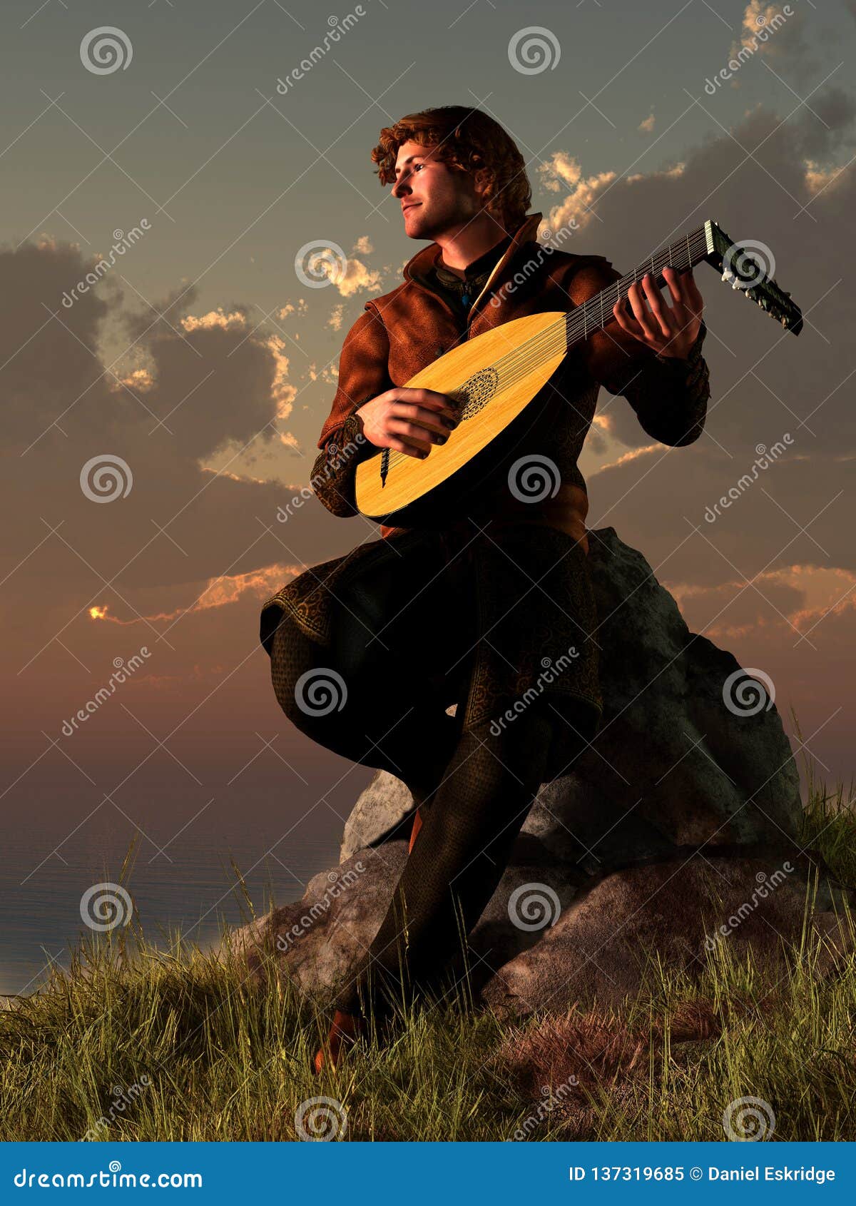 Barde avec le luth illustration stock. Illustration du illustration ...