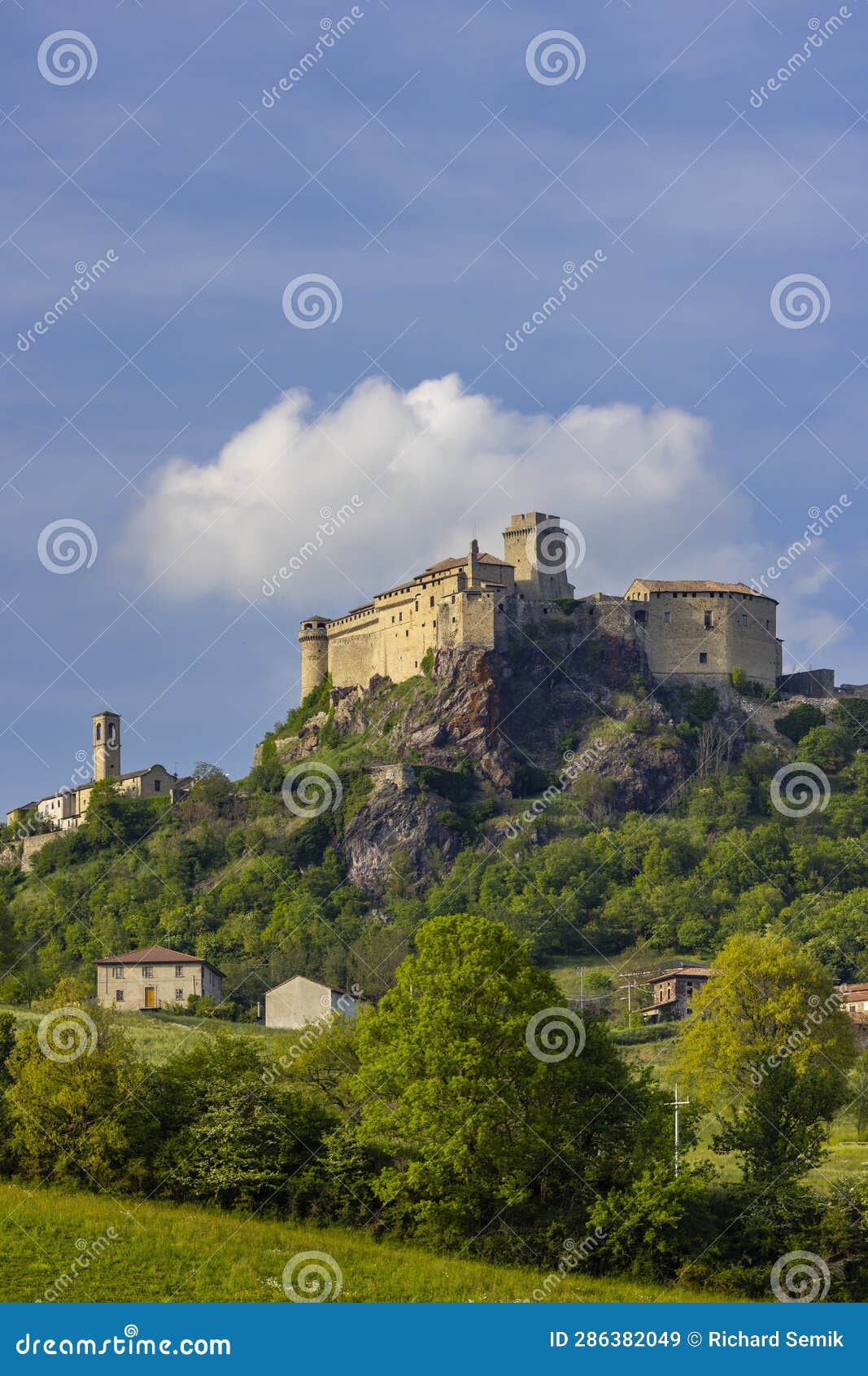 Bardi Castle (Castello Di Bardi) with Town, Province of Parma, Emilia ...