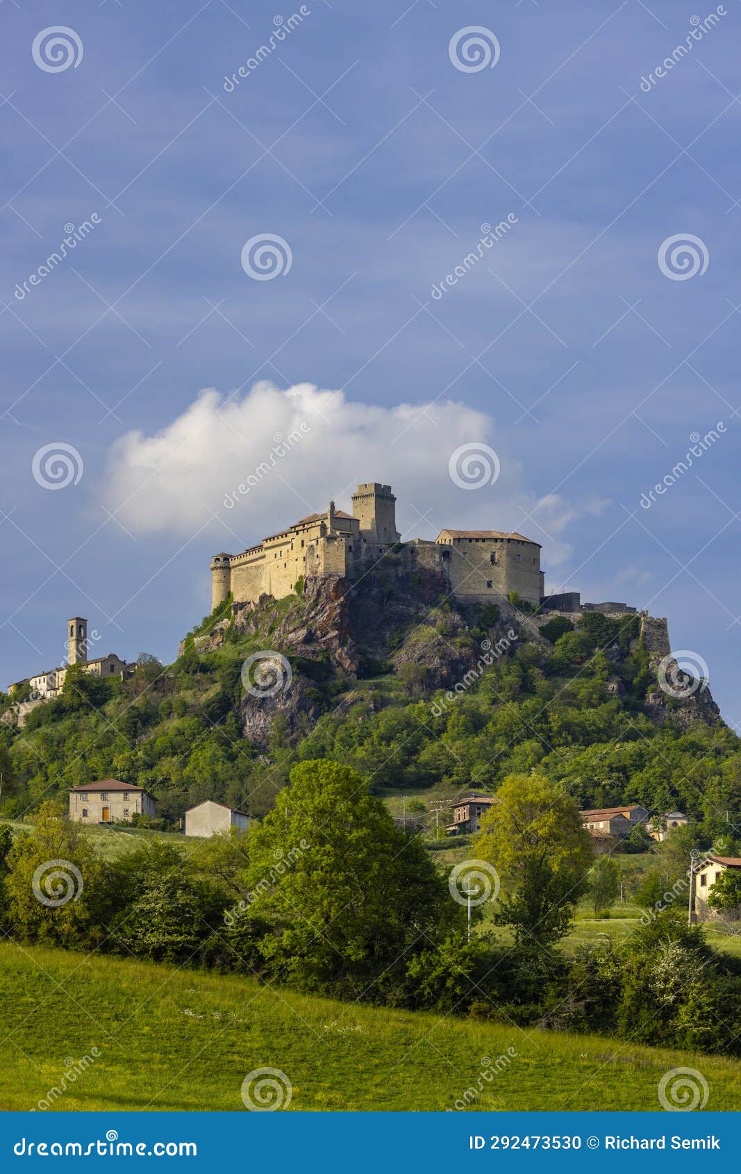 Bardi Castle (Castello Di Bardi) with Town, Province of Parma, Emilia ...