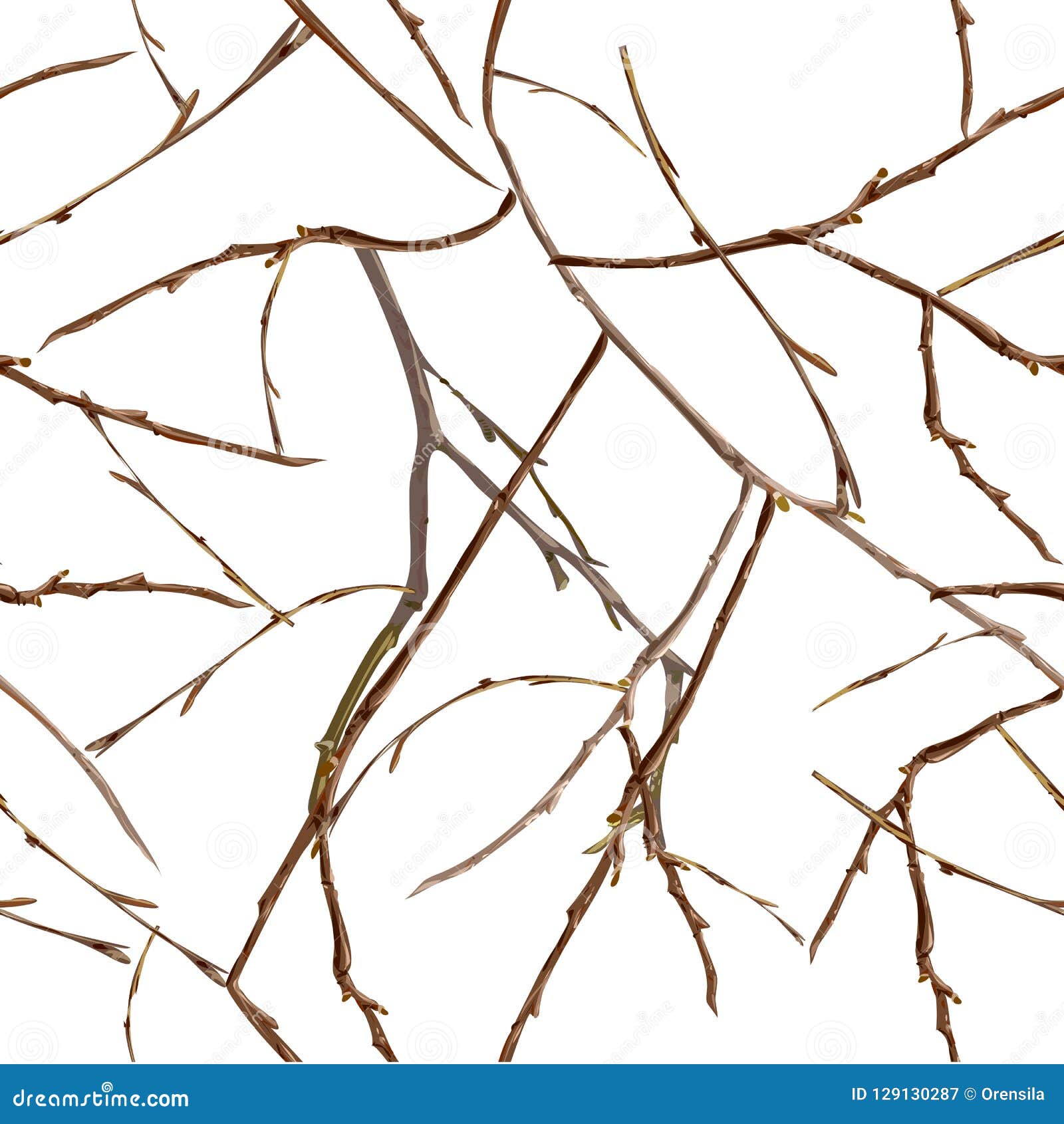 Bare Branches without Leaves. Late Autumn Seamless Pattern Stock Vector ...