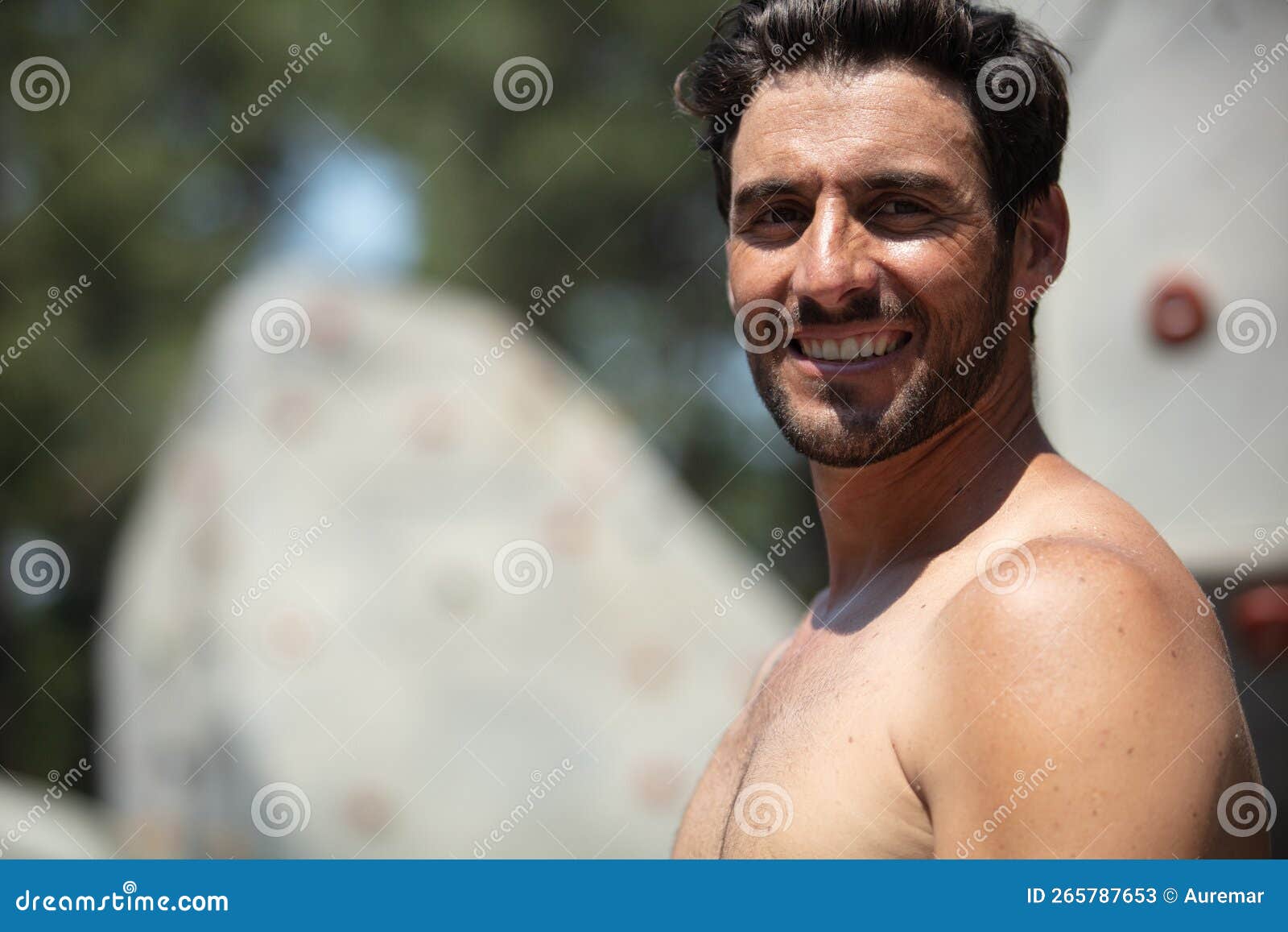 Bare-chested Man at Climbing Wall Stock Image - Image of rockclimbing ...