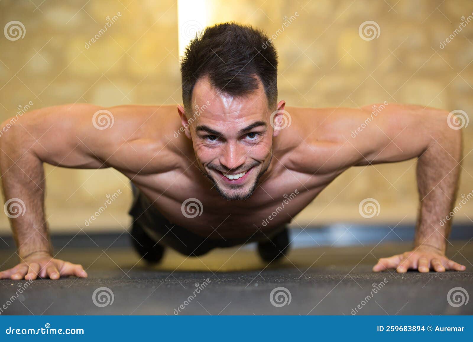 Bare Chested Man in Plank Exercise Position Stock Photo - Image of ...