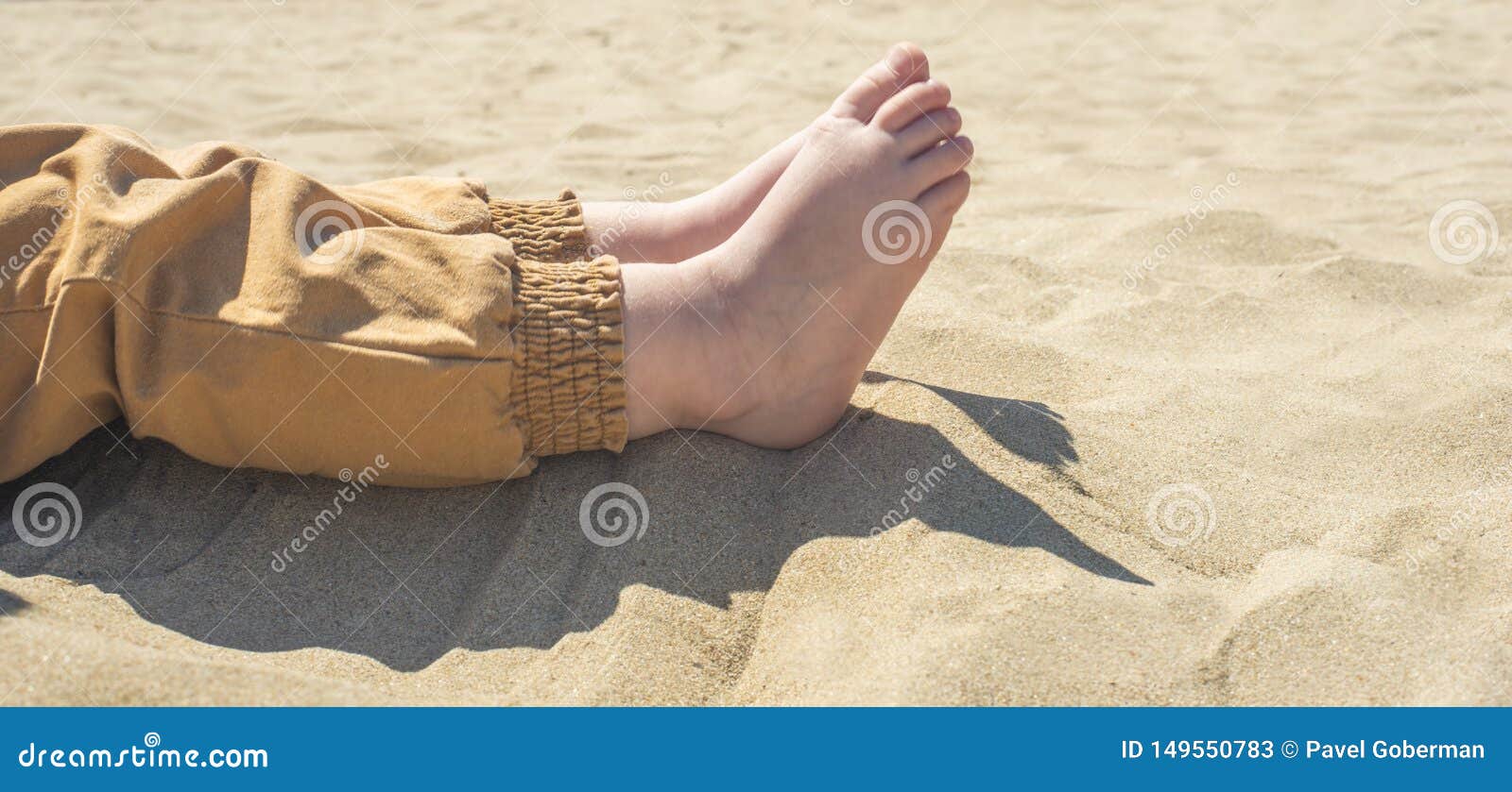 Bare Children`s Feet on the Beach. Close-up Stock Image - Image of ...