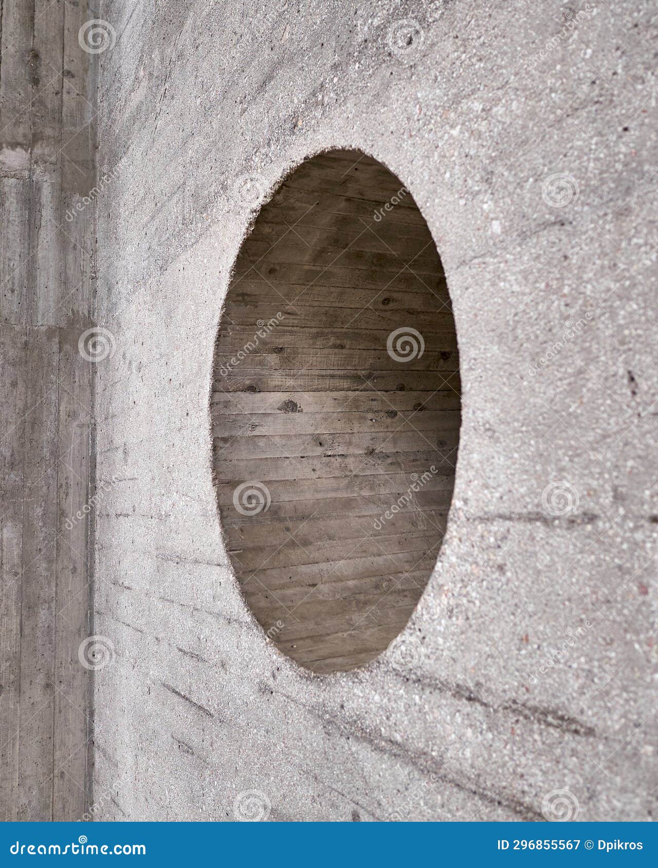 Bare Concrete Wall Surface with a Round Opening, Building Construction ...