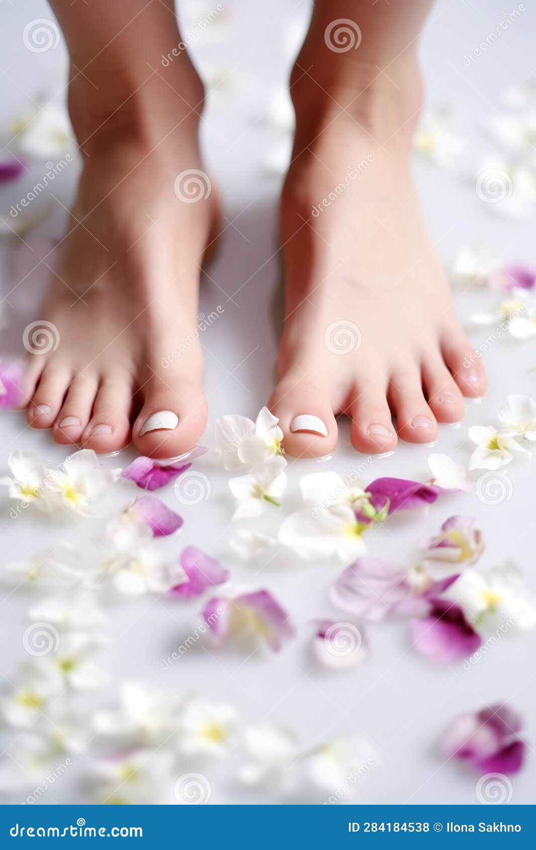 Bare Feet in Flowers. Concept of Pedicure Stock Illustration ...