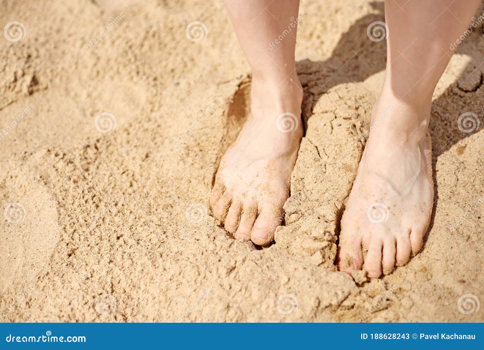 Bare feet are on sand stock image. Image of female, sand - 188628243
