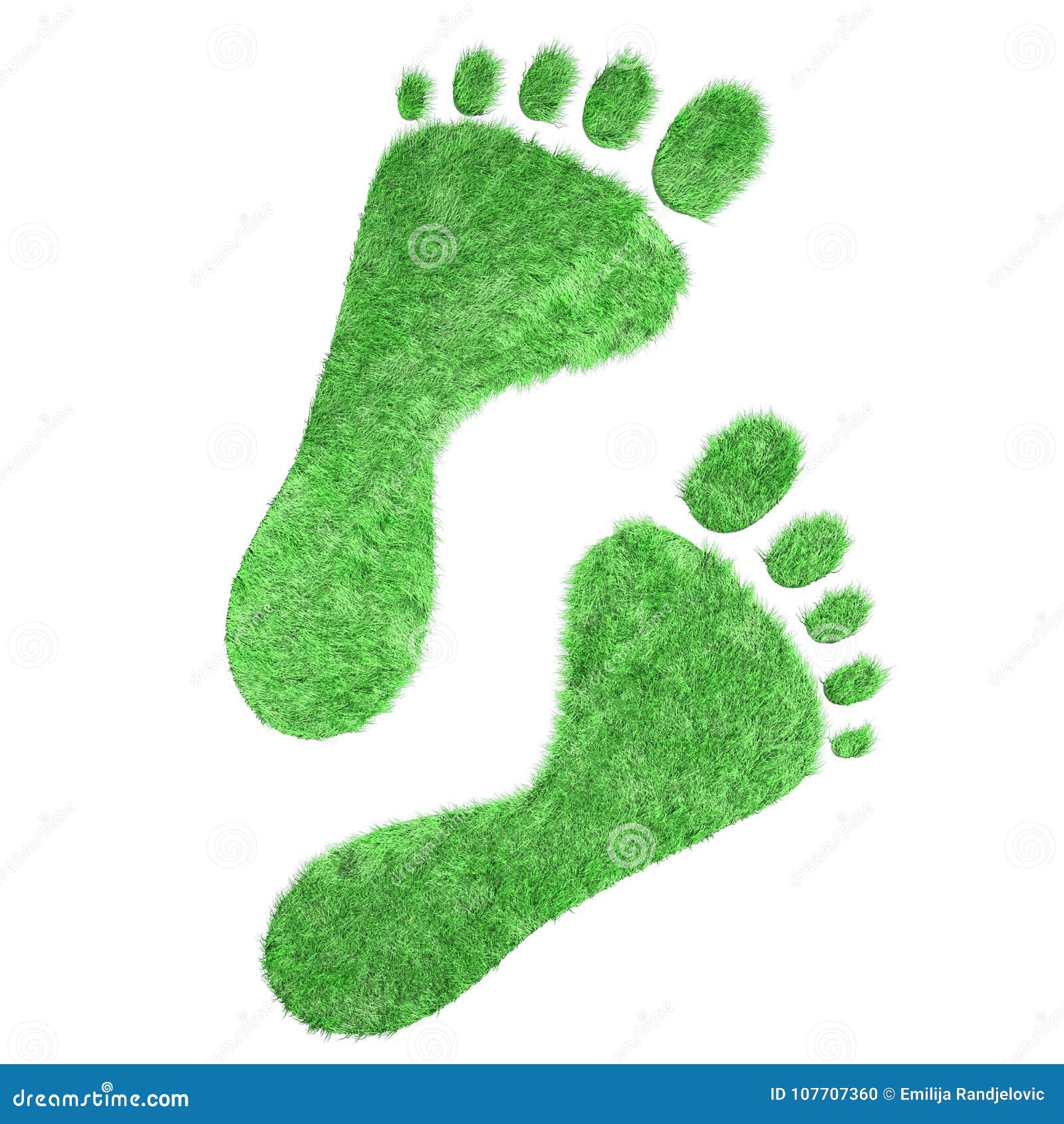 Ecology Concept: Bare Feet Trace on Green Grass Stock Illustration ...