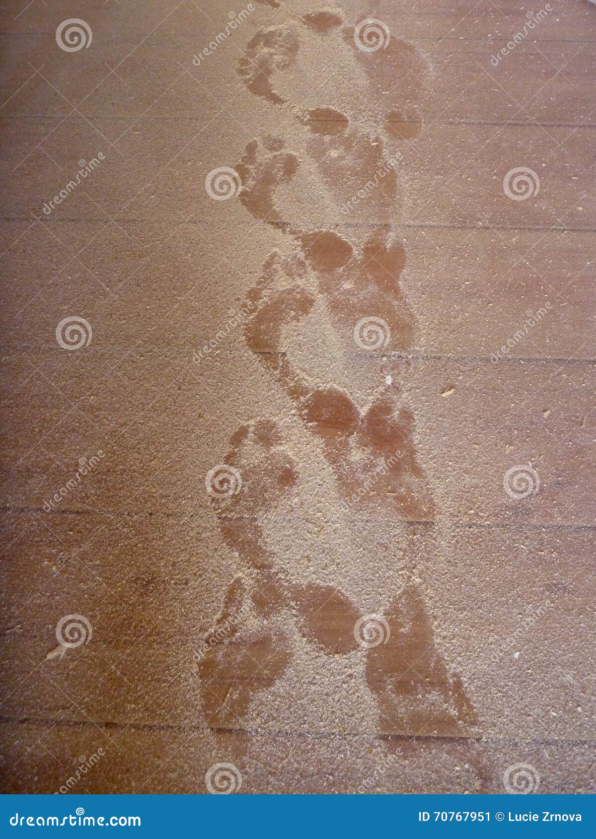 Bare Foot Footprint in a Dust on a Floor Stock Image - Image of track ...