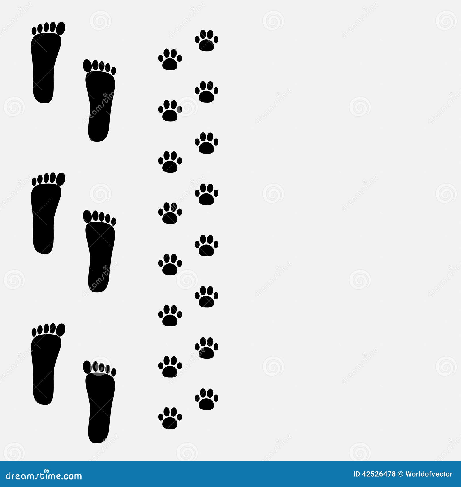 Bare Foot Print and Paw Print on the Left. Stock Vector - Illustration ...