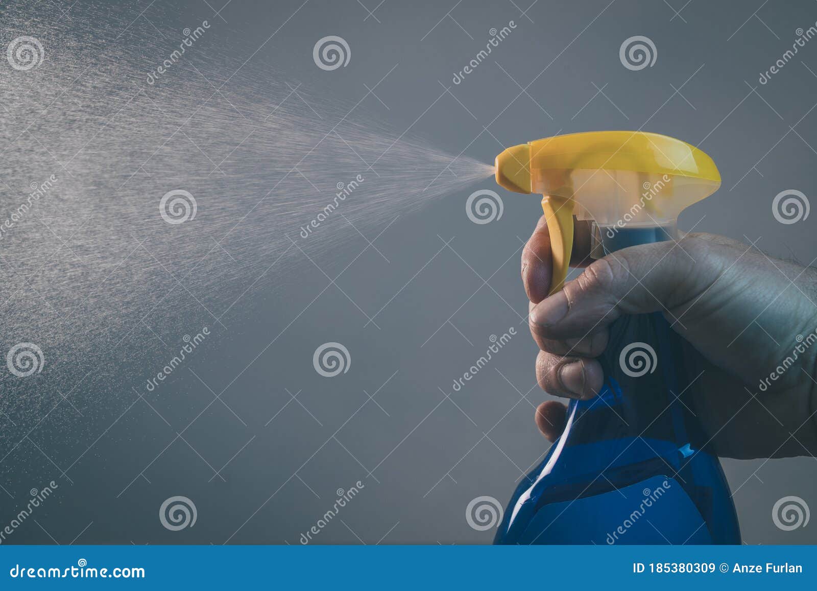 Plastic Spray Bottle in Action Stock Image - Image of household, hand ...