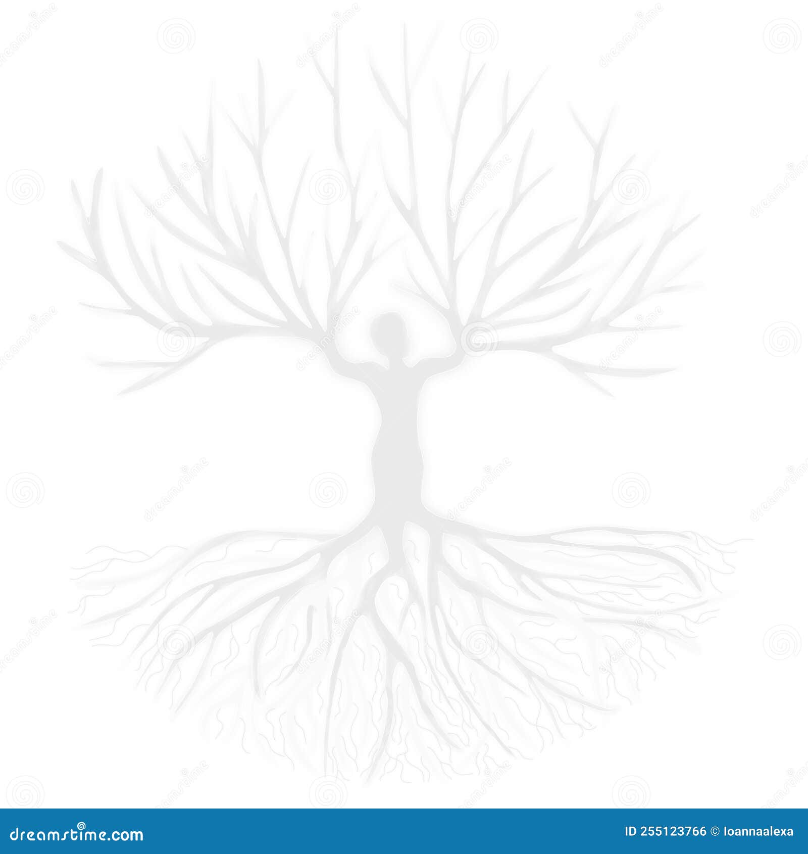 A Bare, Leafless Luminous Tree with a Trunk Shaped Like a Human Body ...