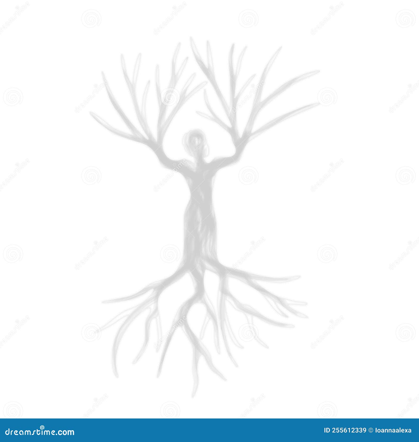 A Bare, Leafless Tree with a White Trunk in the Shape of a Human Body ...
