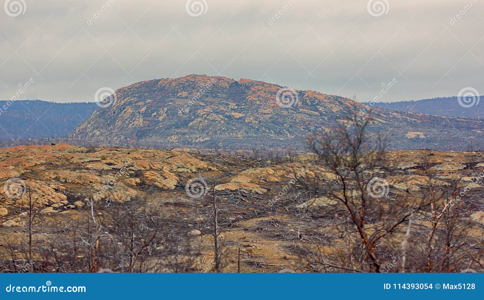 Bare Rocky Terrain Desert Forest Fires Stock Photo - Image of manmade ...