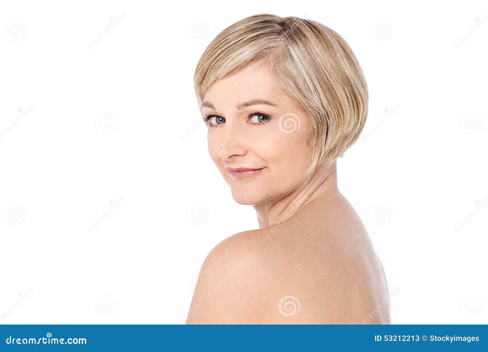 Bare Shoulder Woman Over White Stock Image - Image of looking, pretty ...