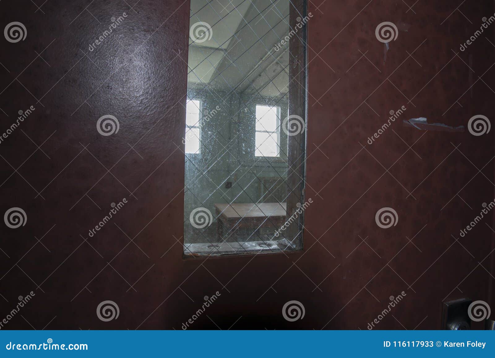 Table Behind Mesh Windows in Prison Stock Image - Image of mesh, prison ...