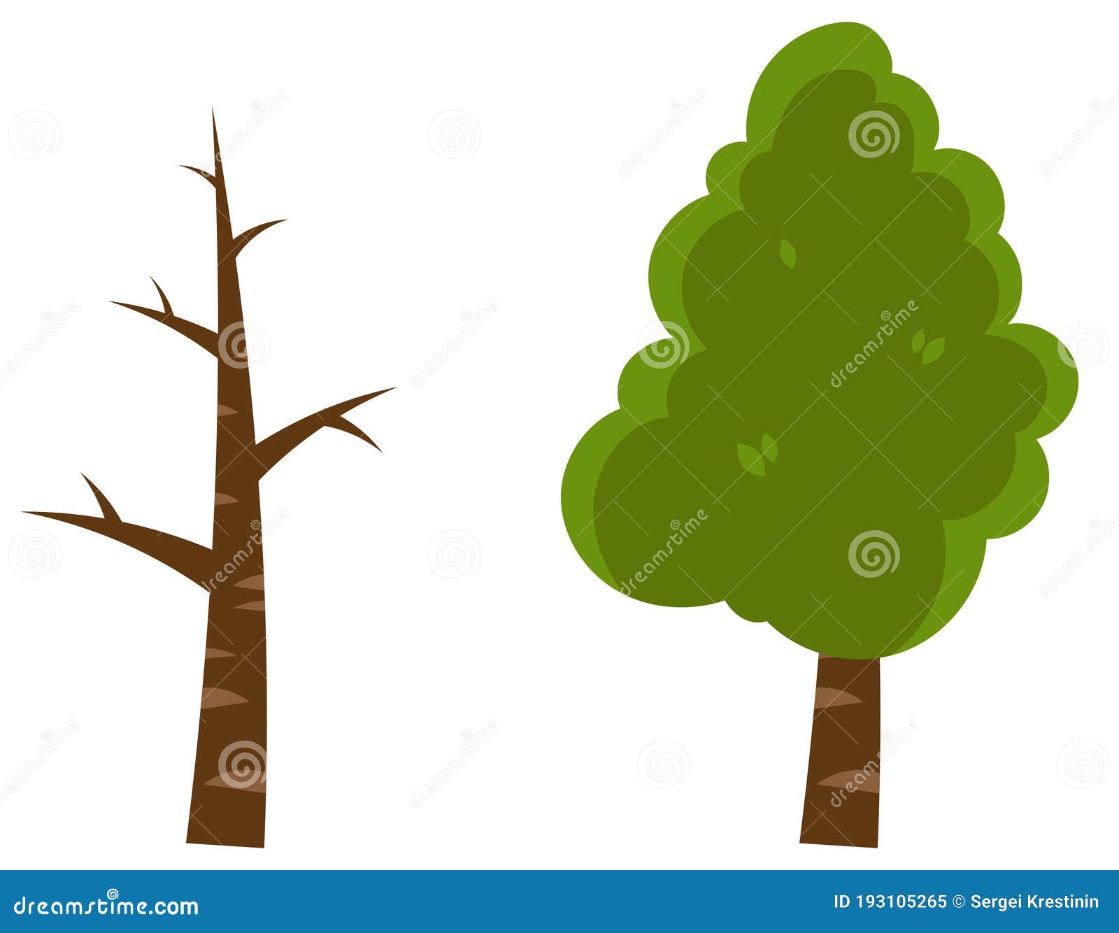 Bare Tree and Tree with Leaves Stock Illustration - Illustration of ...