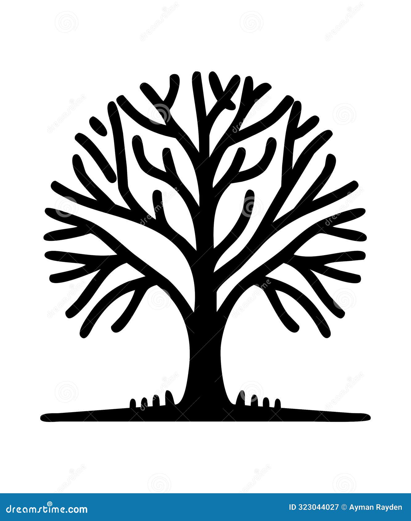 Bare Tree without Leaves Silhouette Stock Illustration - Illustration ...