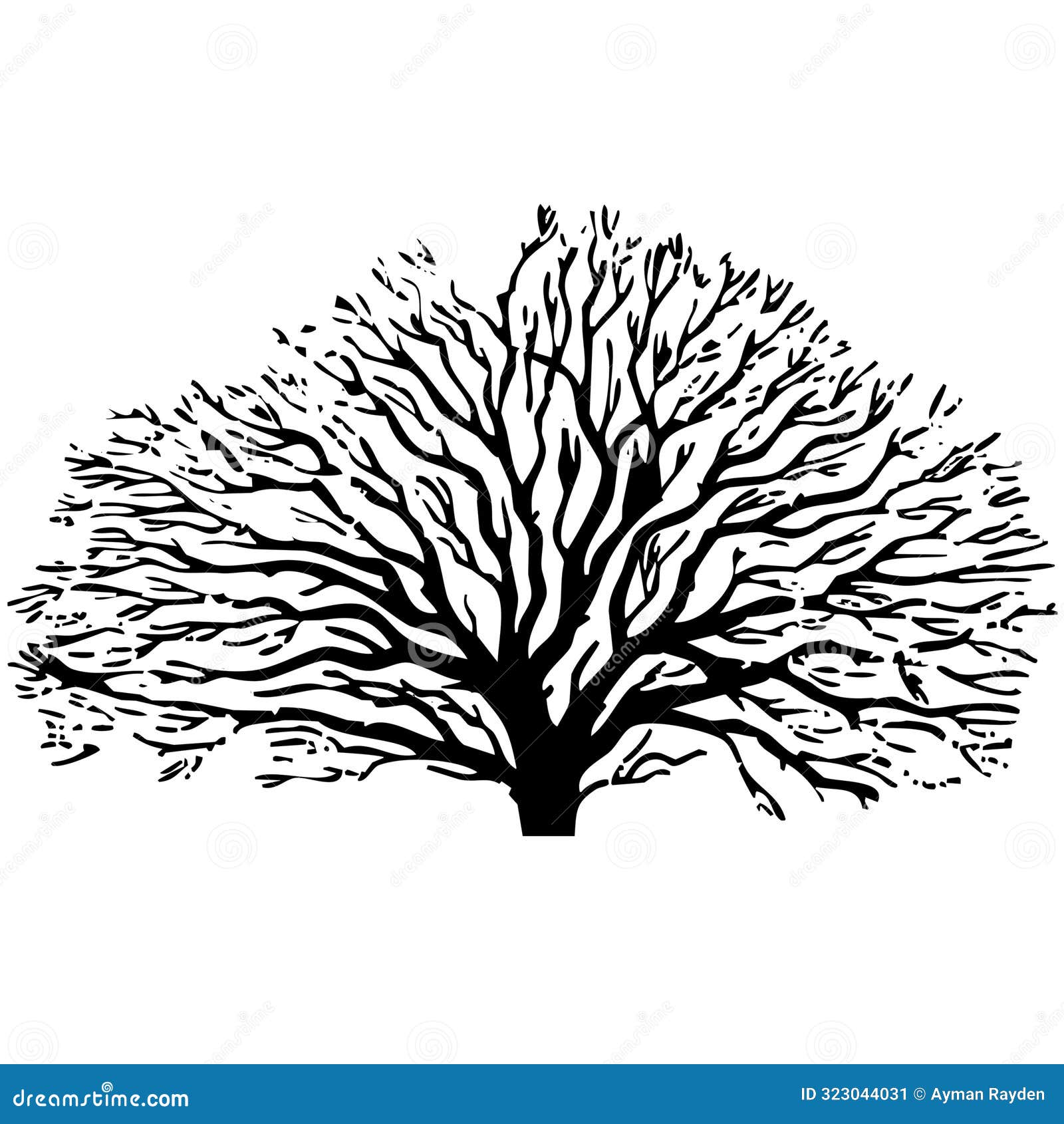 Bare Tree without Leaves Silhouette Stock Illustration - Illustration ...