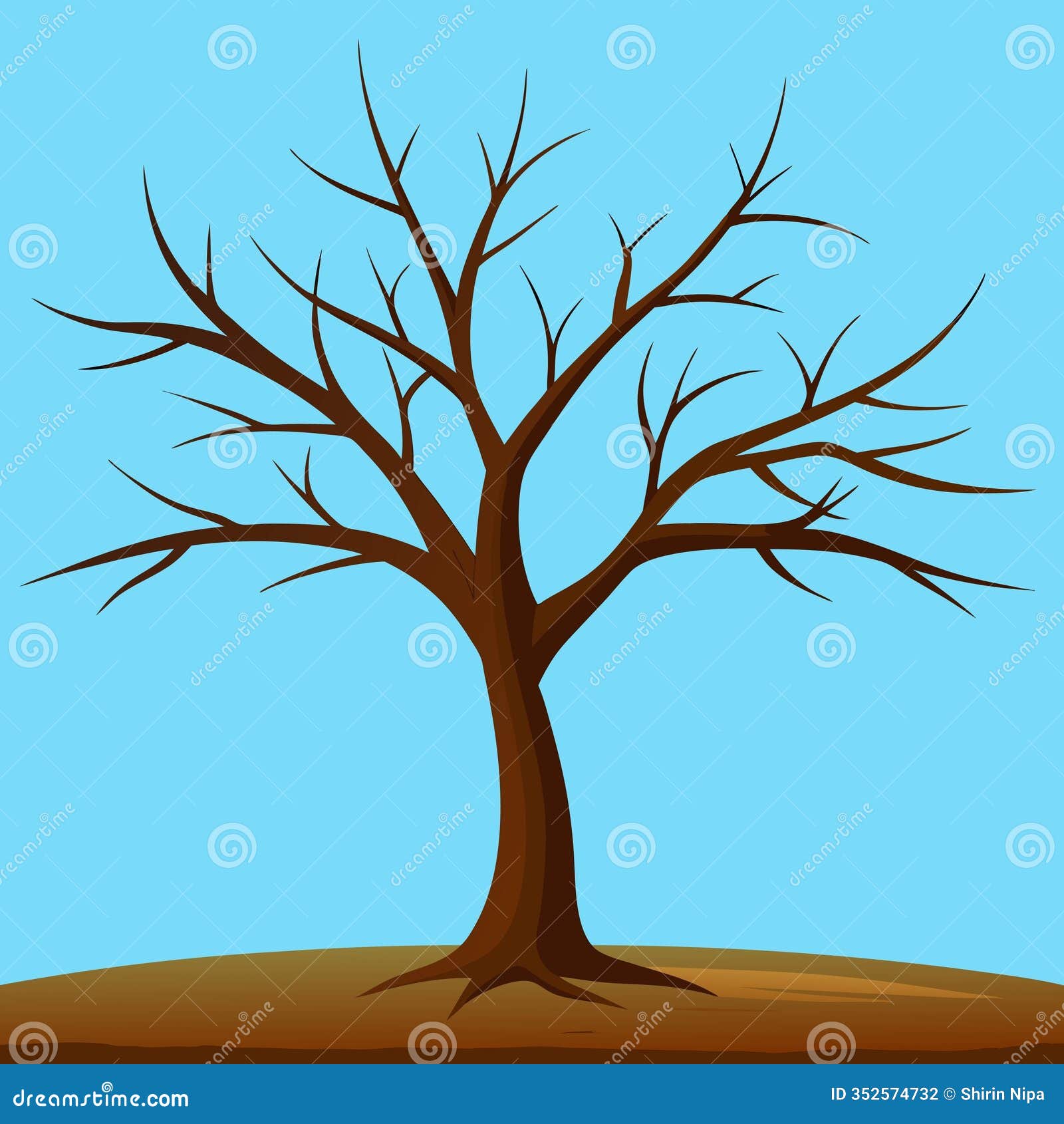 A Bare Tree with No Leaves on it Stock Illustration - Illustration of ...