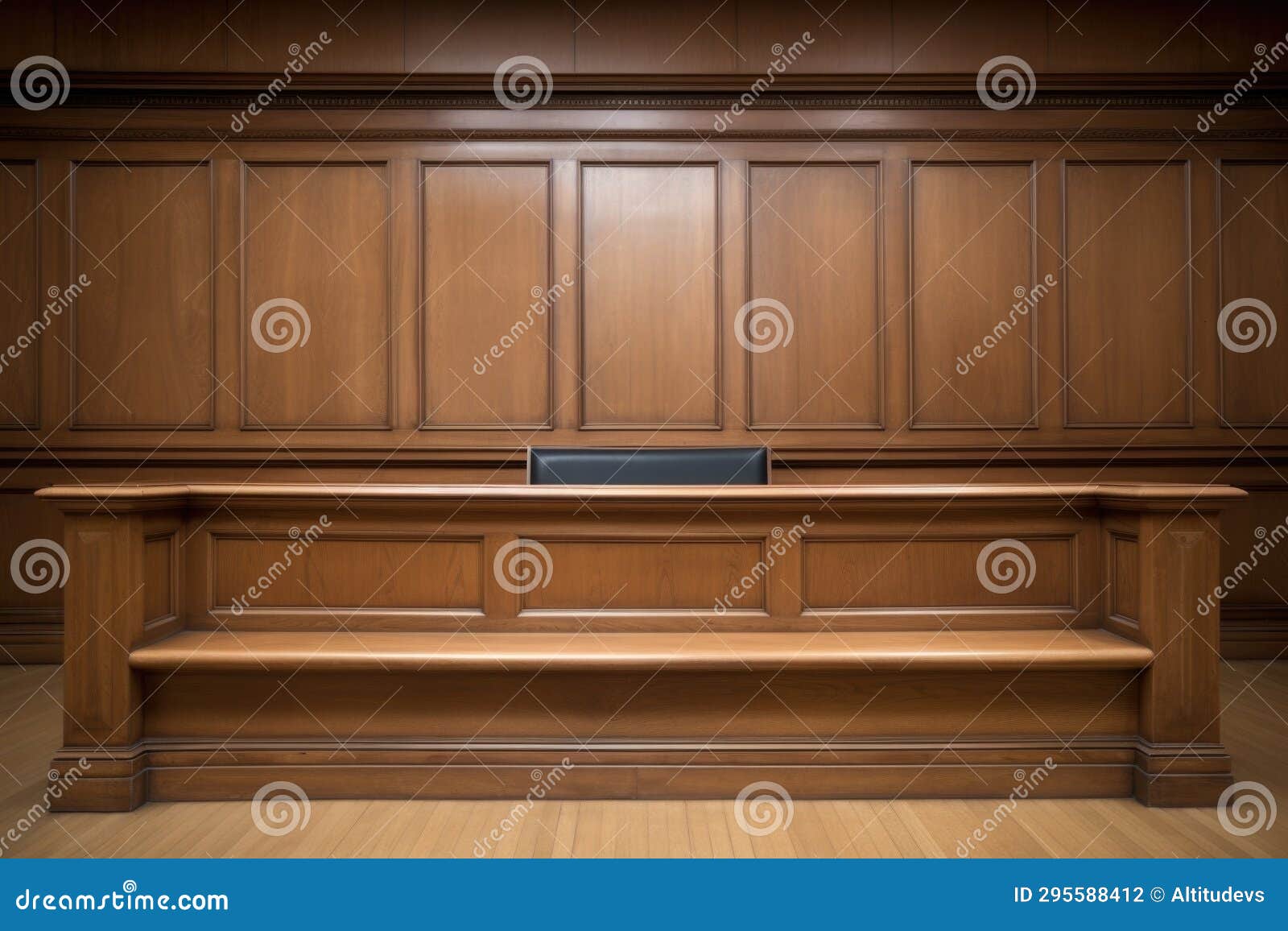 Bare, Wooden Judges Bench in a Courthouse Stock Photo - Image of ...