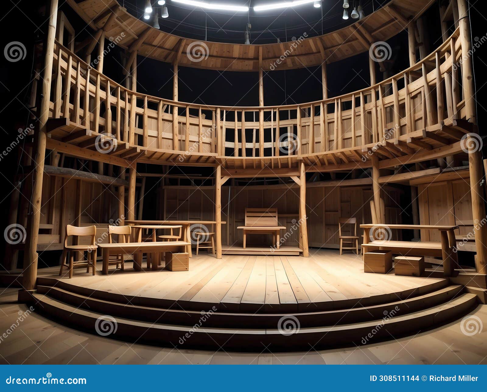 Bare Wooden Multi-purpose Multi-level Stage Set Stock Illustration ...