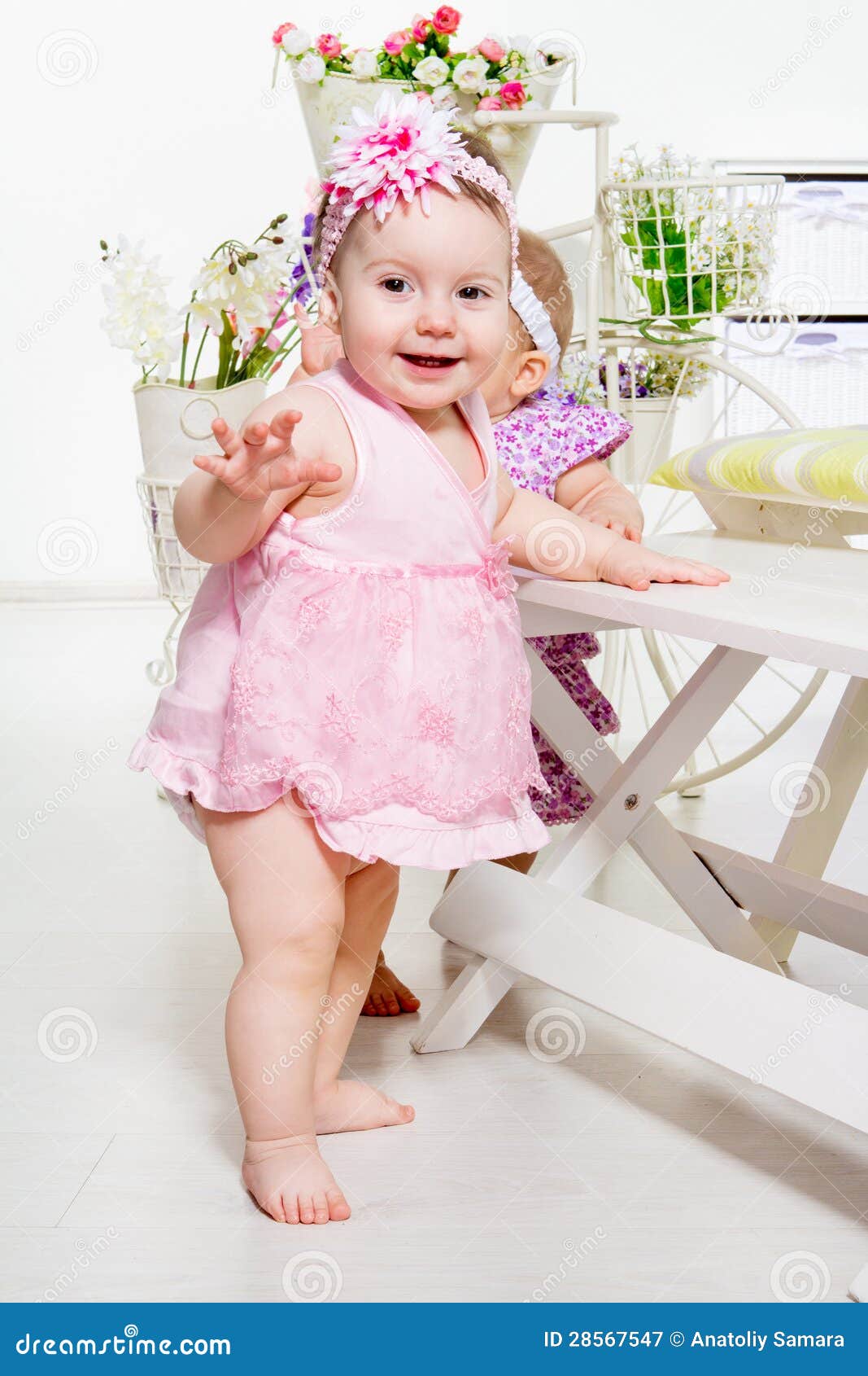 Barefoot baby girls stock image. Image of head, diadem - 28567547
