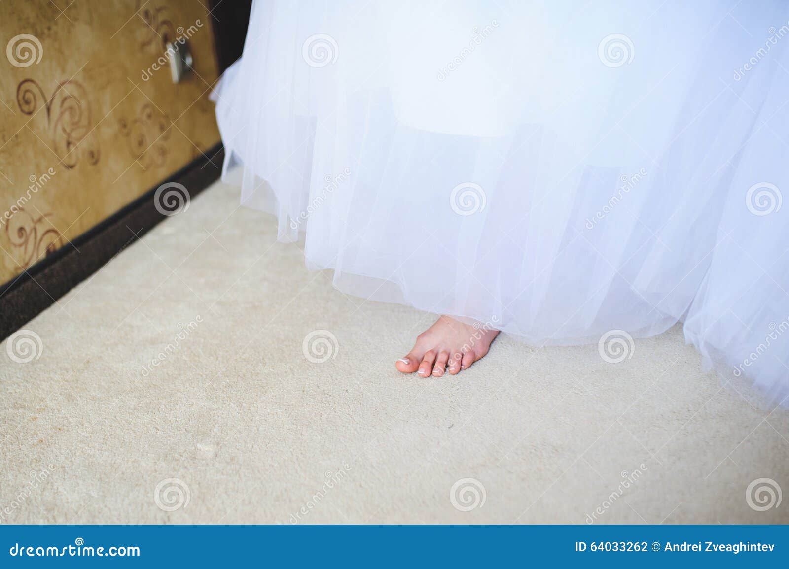 Barefoot Bride stock photo. Image of lace, carpet, foot - 64033262