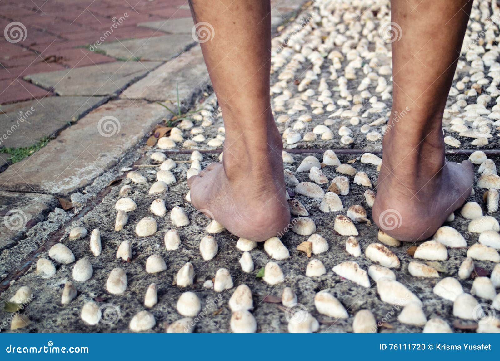 Barefoot at Cement Stone Track for Massage the Soles of the Feet from ...