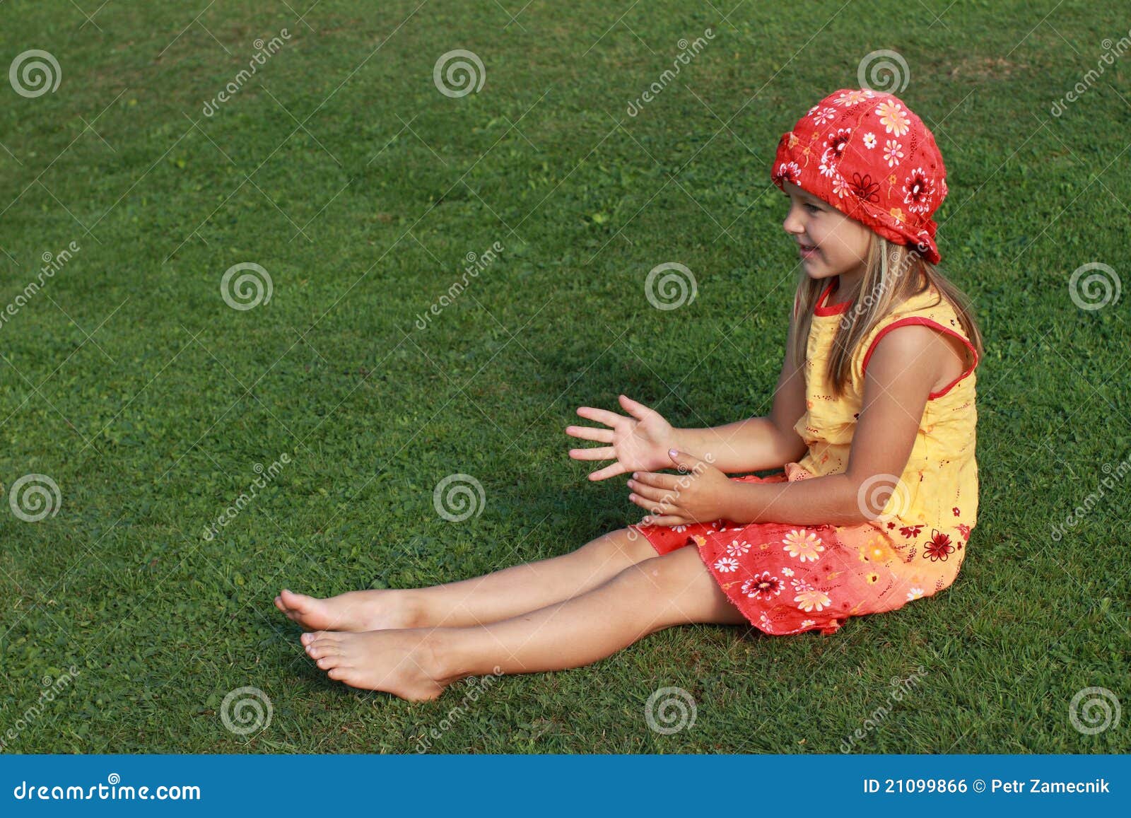 Barefoot Girl Catching Something Stock Photo - Image of catching, foot ...