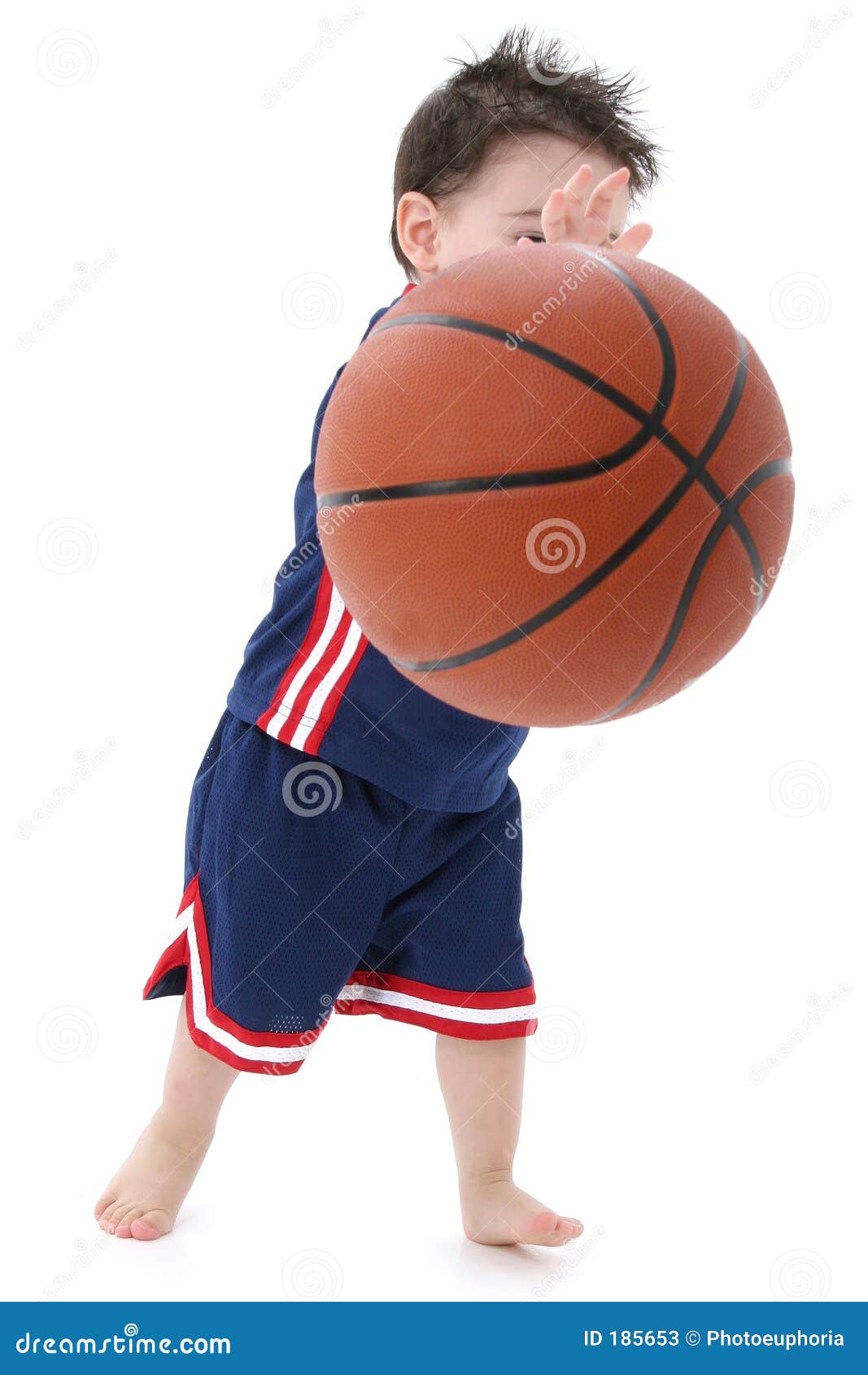 Barefoot Little Basketball Player Stock Image - Image of ball, basket ...