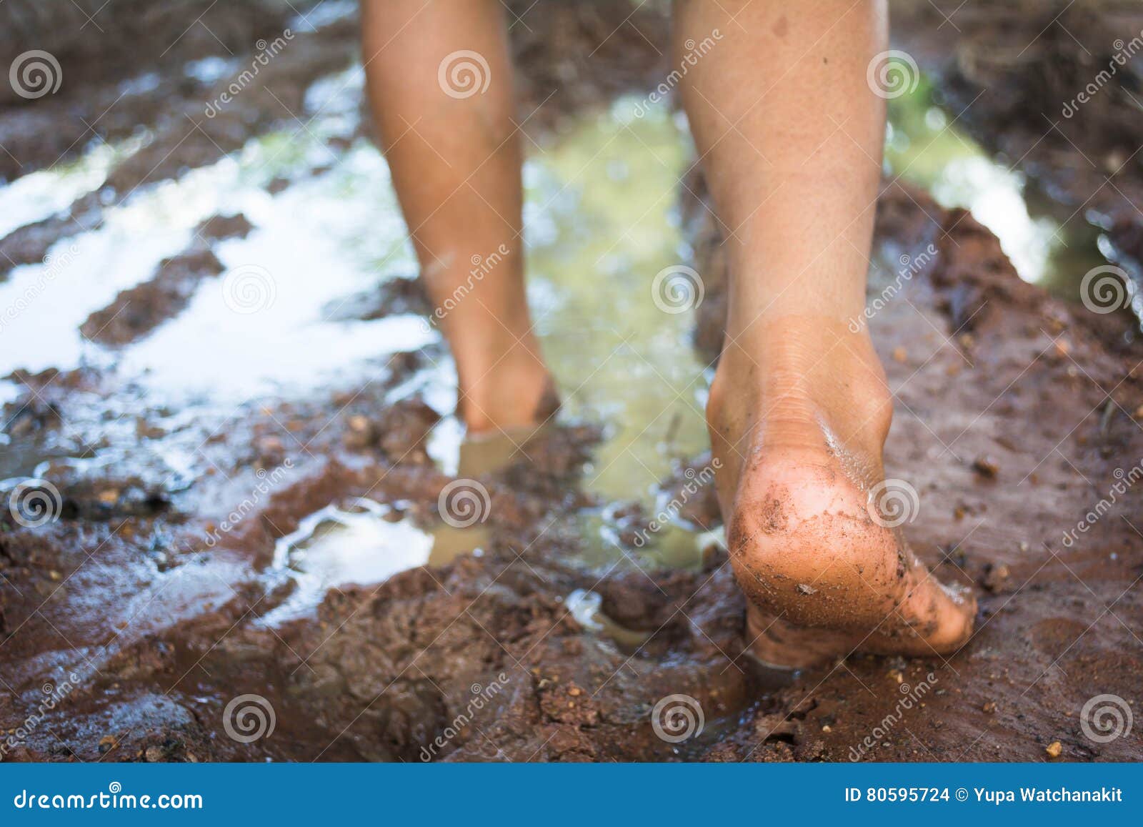 Barefoot through Muddy Road Stock Photo - Image of countryside ...