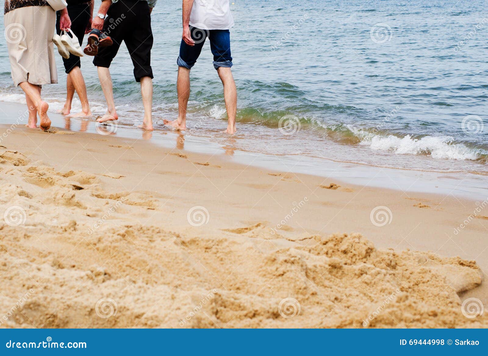 Barefoot People Walking on Sand Beach Stock Photo - Image of summer ...