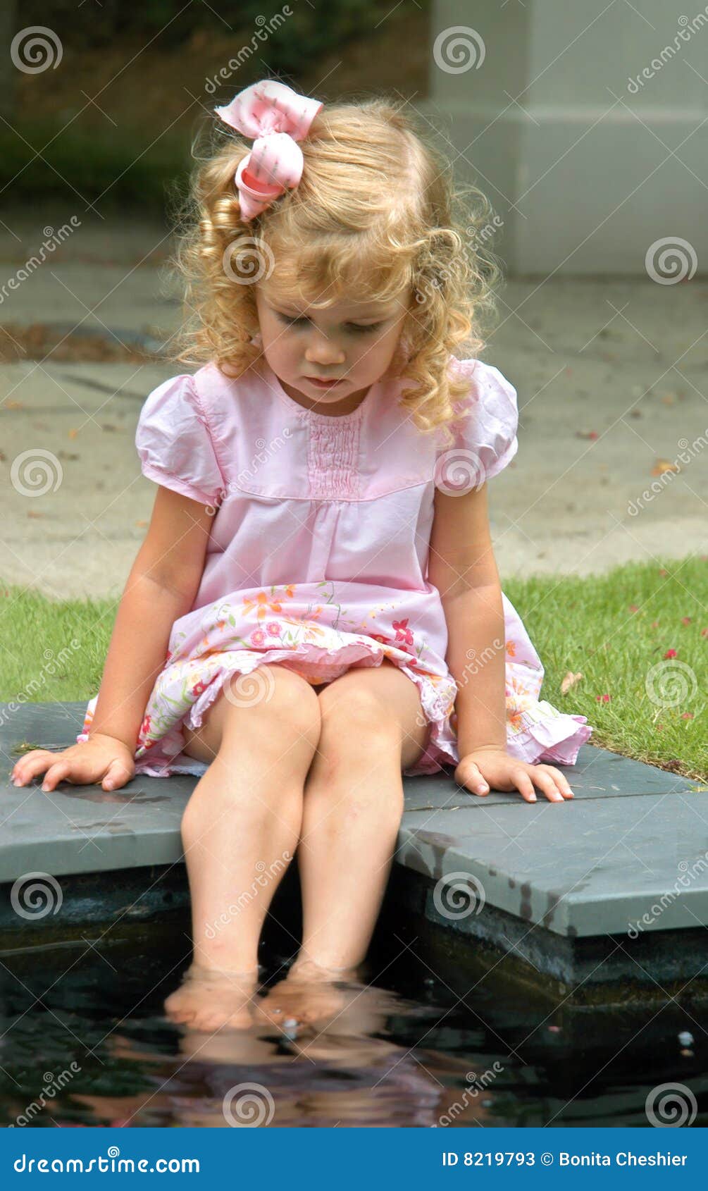 Barefoot in pool stock image. Image of female, curls, hair - 8219793