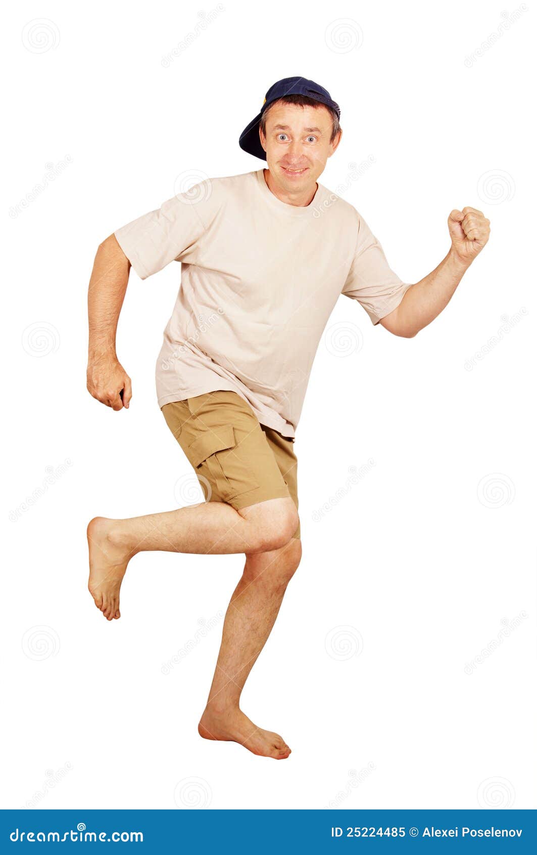 Barefoot Running Man on Vacation Stock Image - Image of person, adult ...