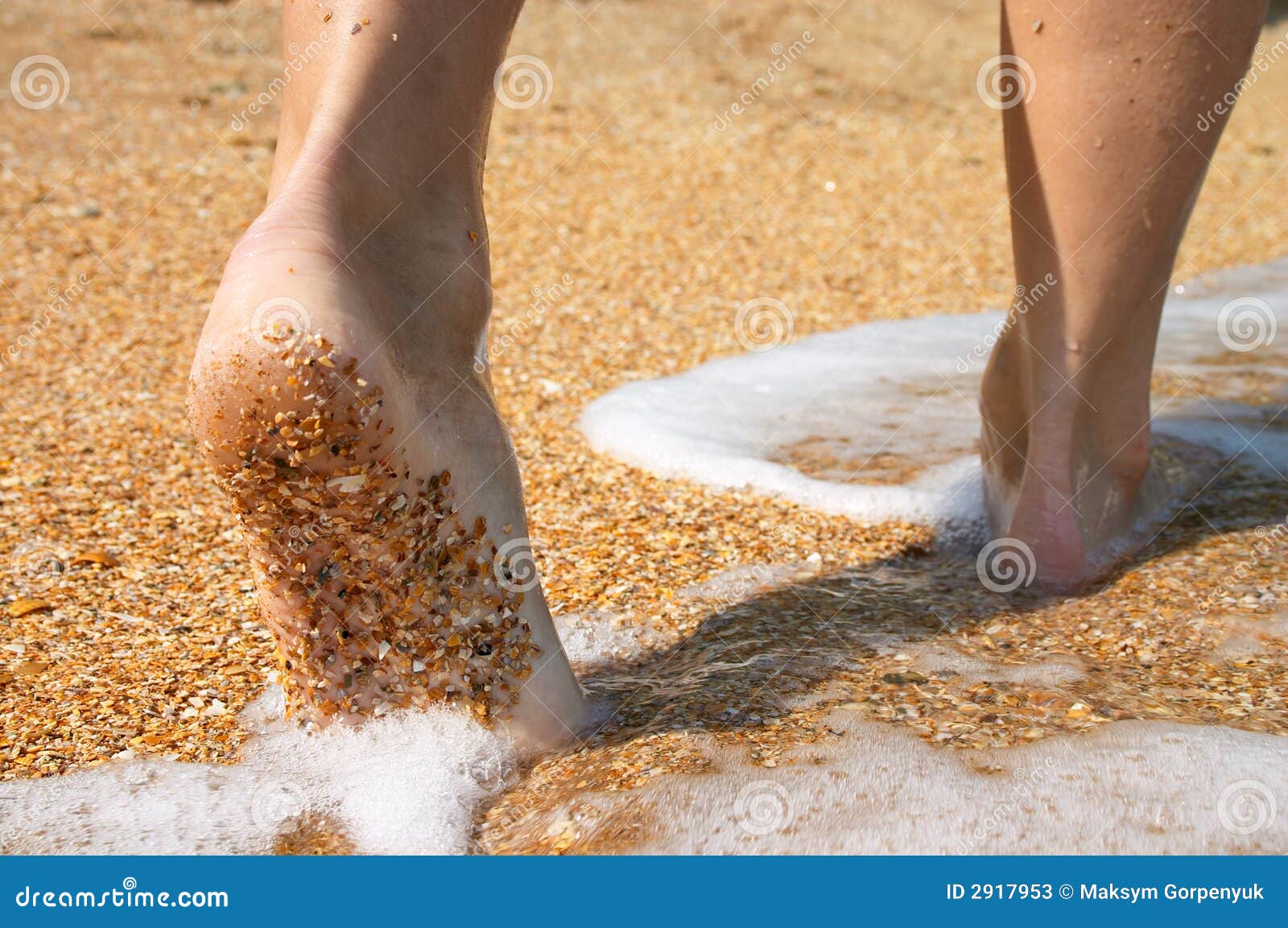 Barefoot in Surf on Sand Coast Stock Image - Image of hawaii, skin: 2917953