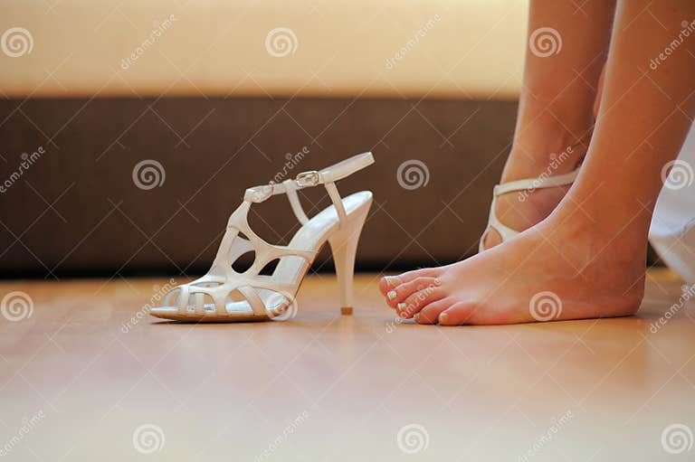 Barefooted foot of bride stock photo. Image of feet, luxury - 17806024