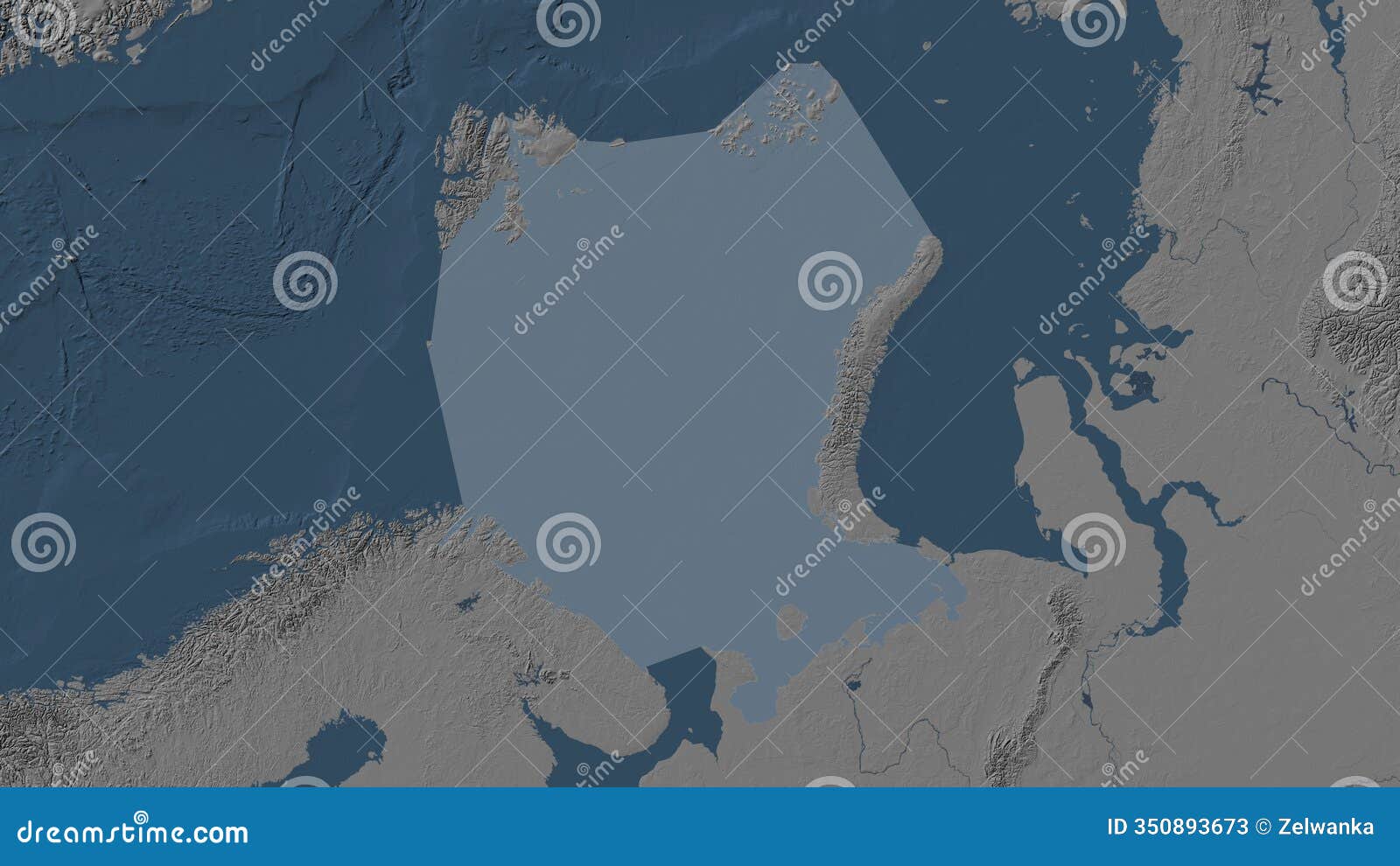 Barents Sea Highlighted. Physical Map Stock Photo | CartoonDealer.com ...
