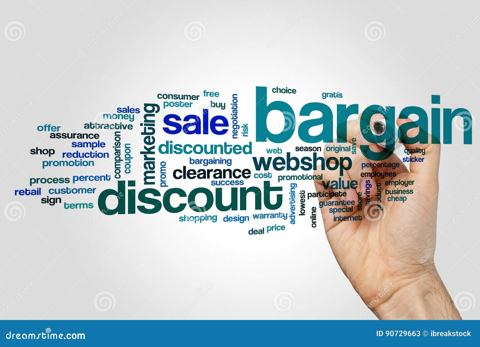 Bargain Word Cloud on Grey Background Stock Image - Image of reduction ...