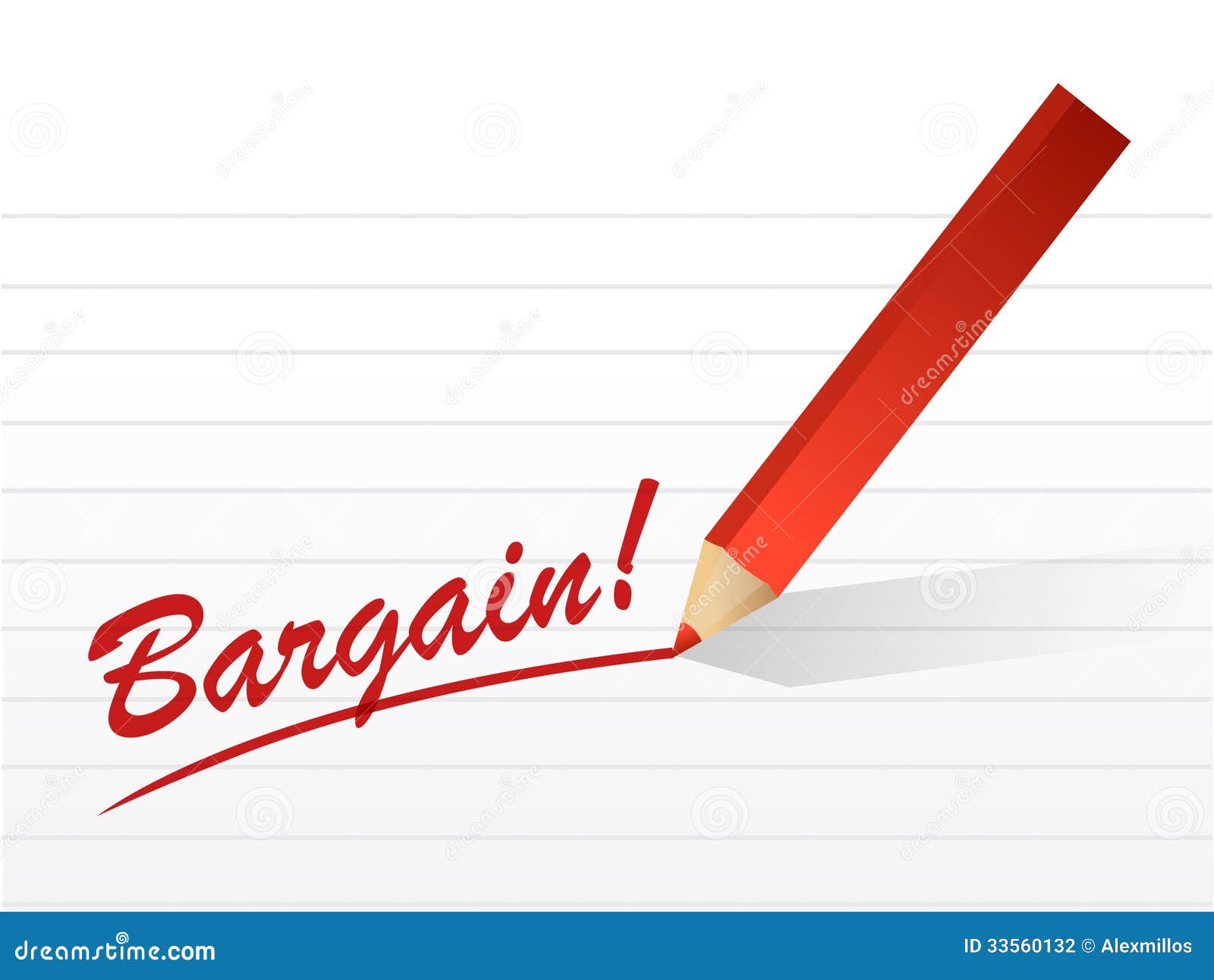 Bargain Written on a White Piece of Notebook Stock Illustration ...