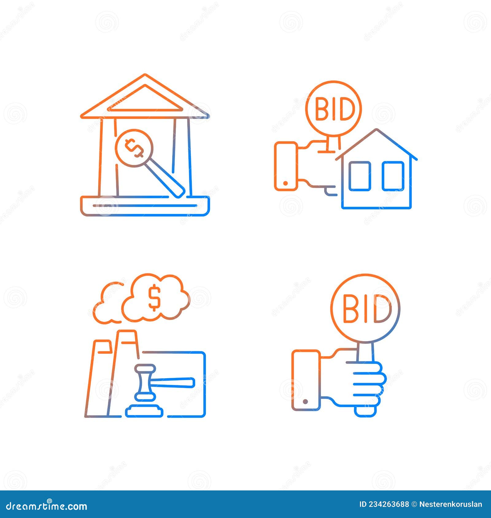 Bargaining for Property Gradient Linear Vector Icons Set Stock Vector ... Bargaining for Property Gradient Linear Vector Icons Set Stock Vector ...