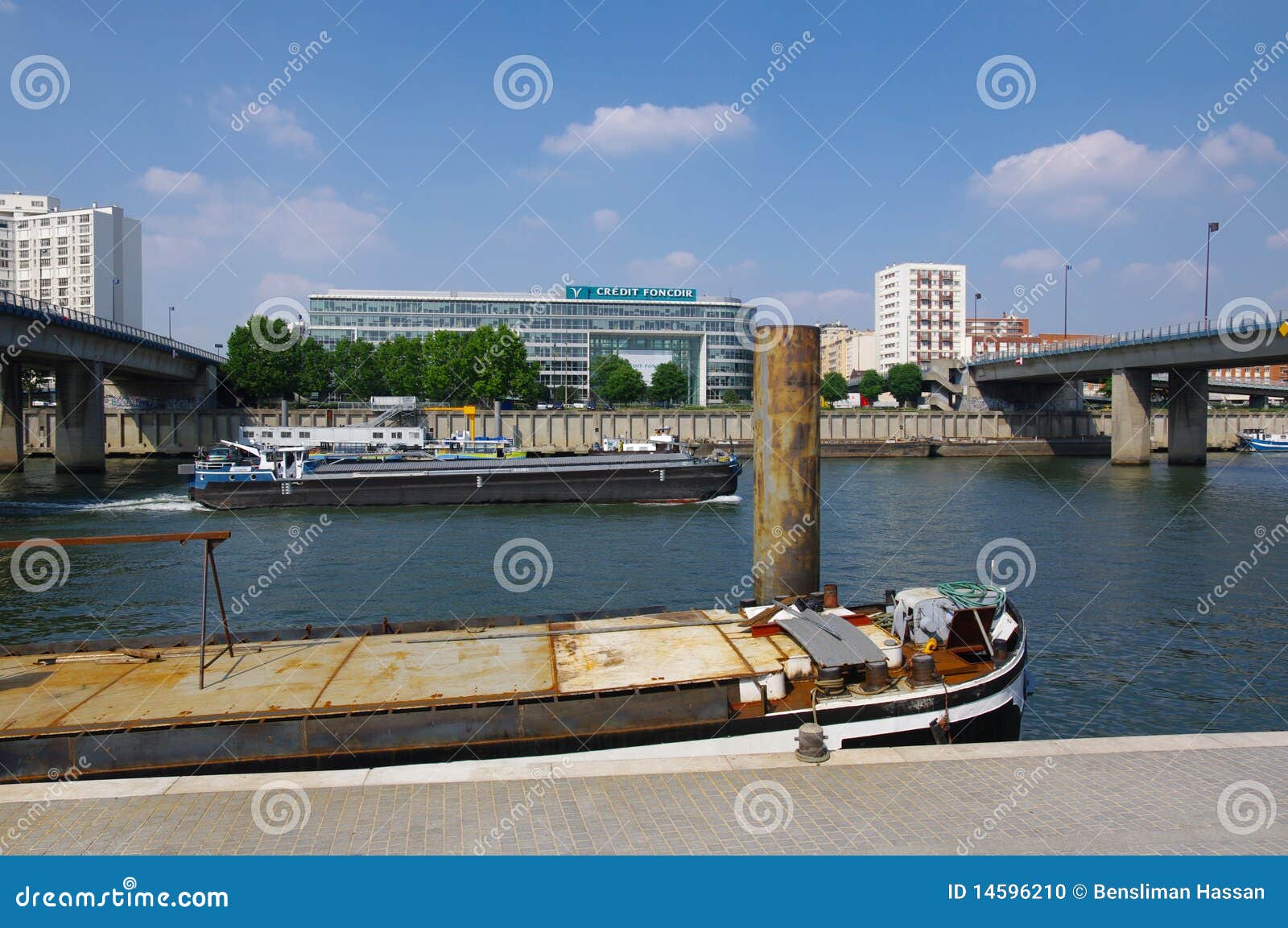 Barge in the Bank of Seine River Stock Photo - Image of paris, river ...