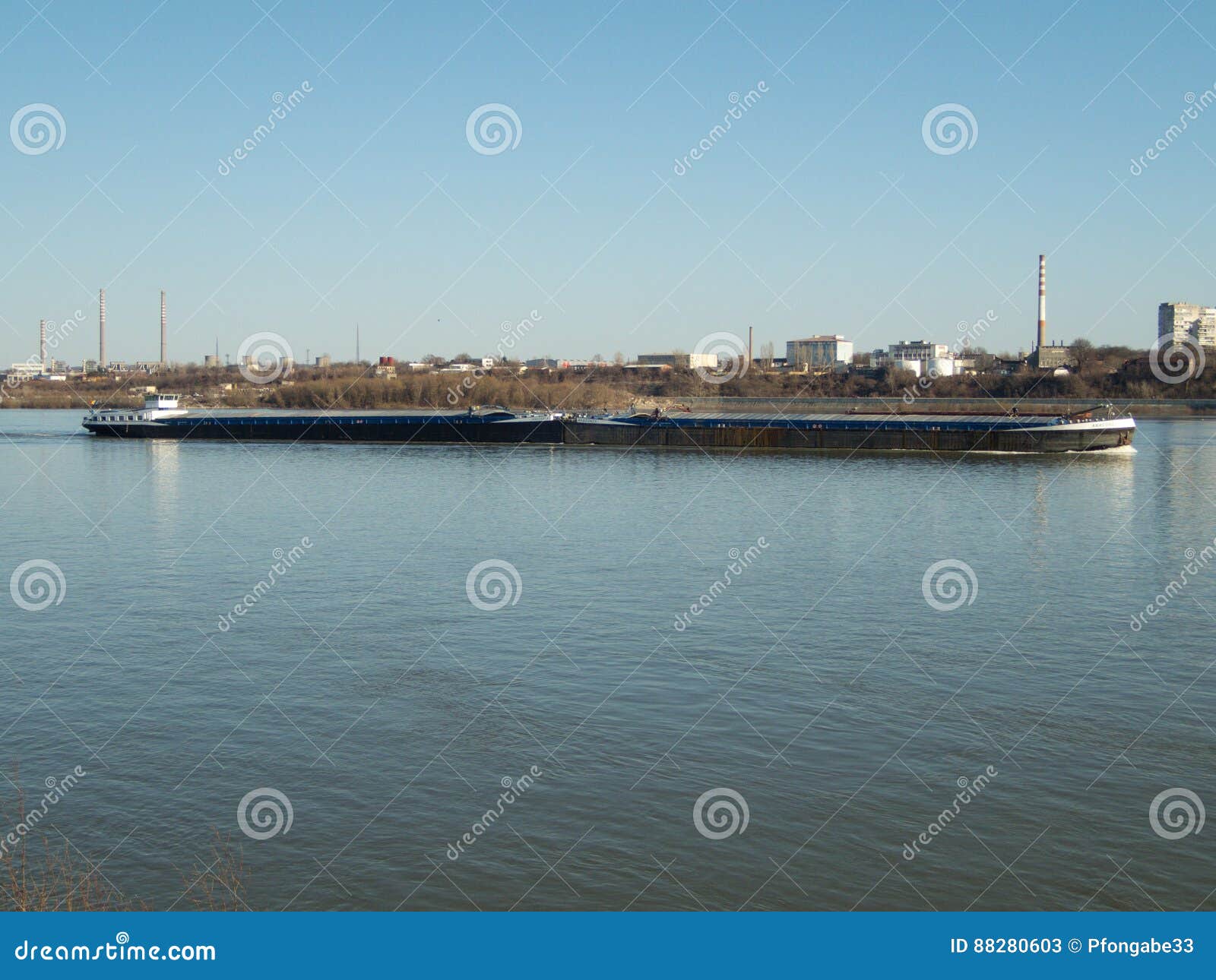 Barge on Danube River Near Ruse Bulgaria Editorial Stock Photo - Image ...