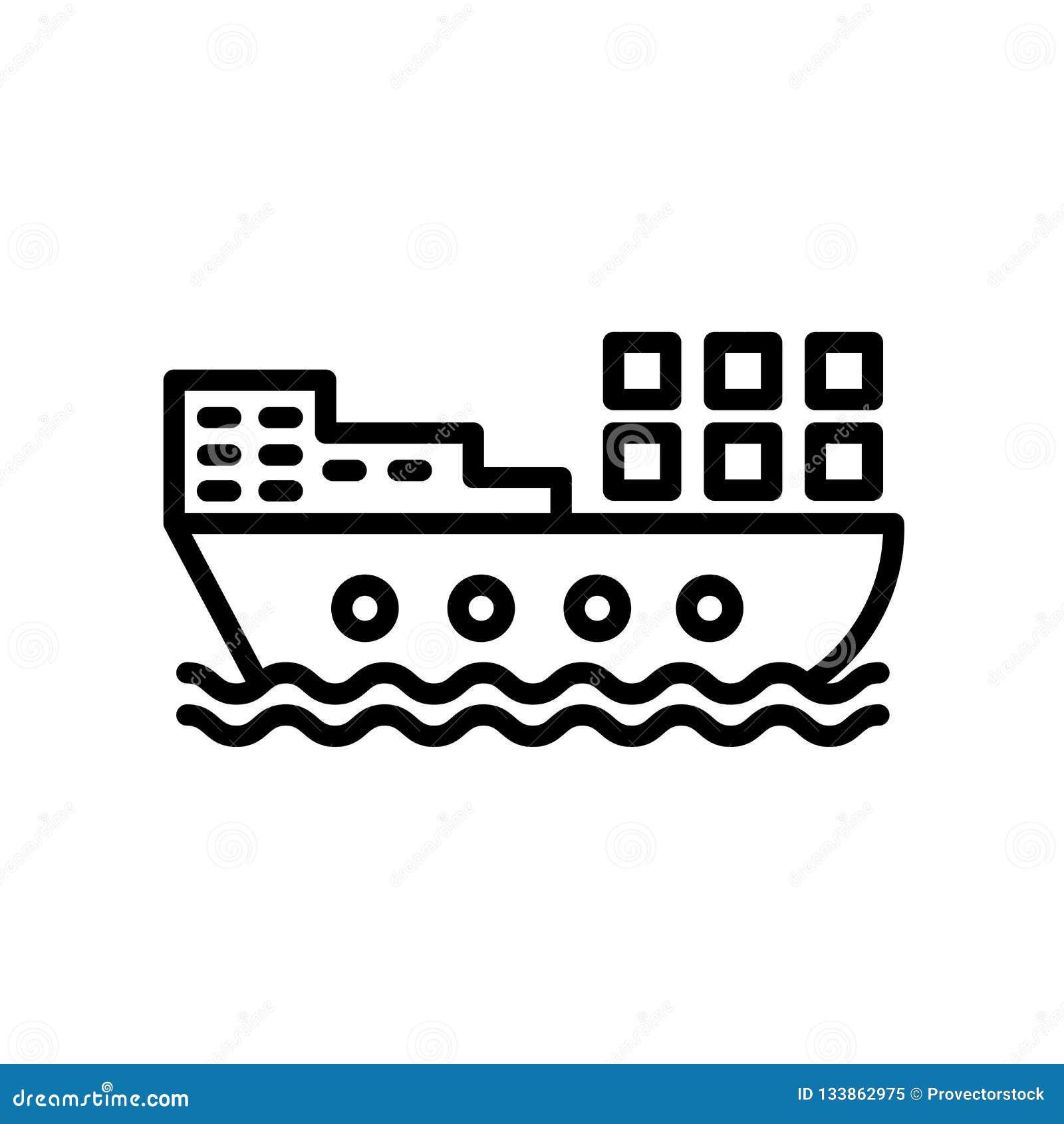 Barge Icon Set. River Cargo Vessel And Water Transportation Symbols ...