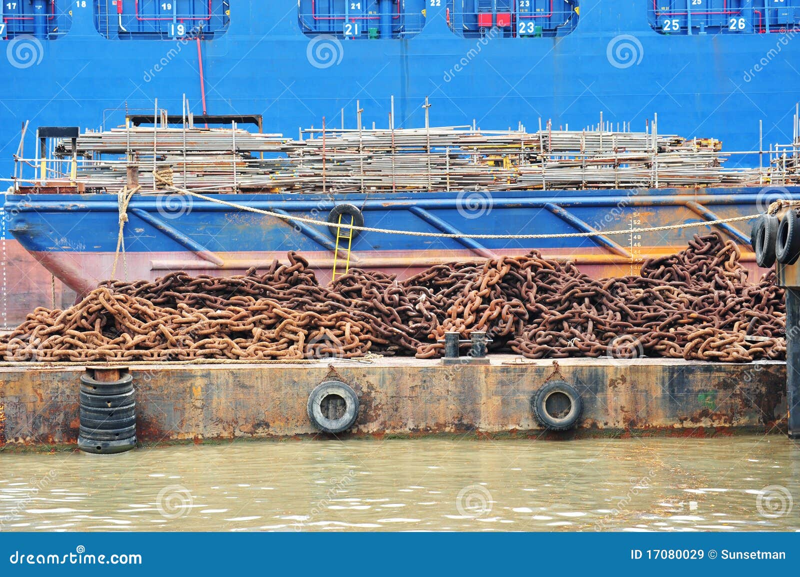 Barge Laden with Heavy Metal Chain Stock Image - Image of vessel ...