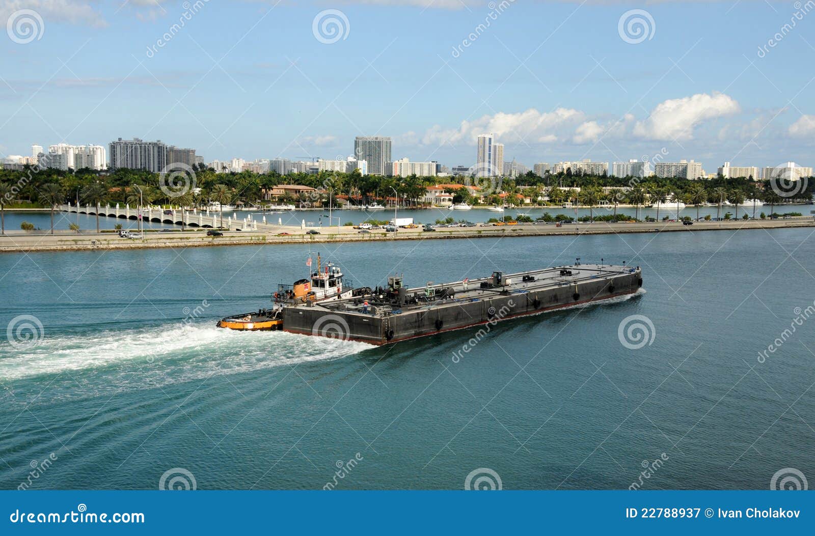 Barge on the Miami Waterways Editorial Photography - Image of florida ...