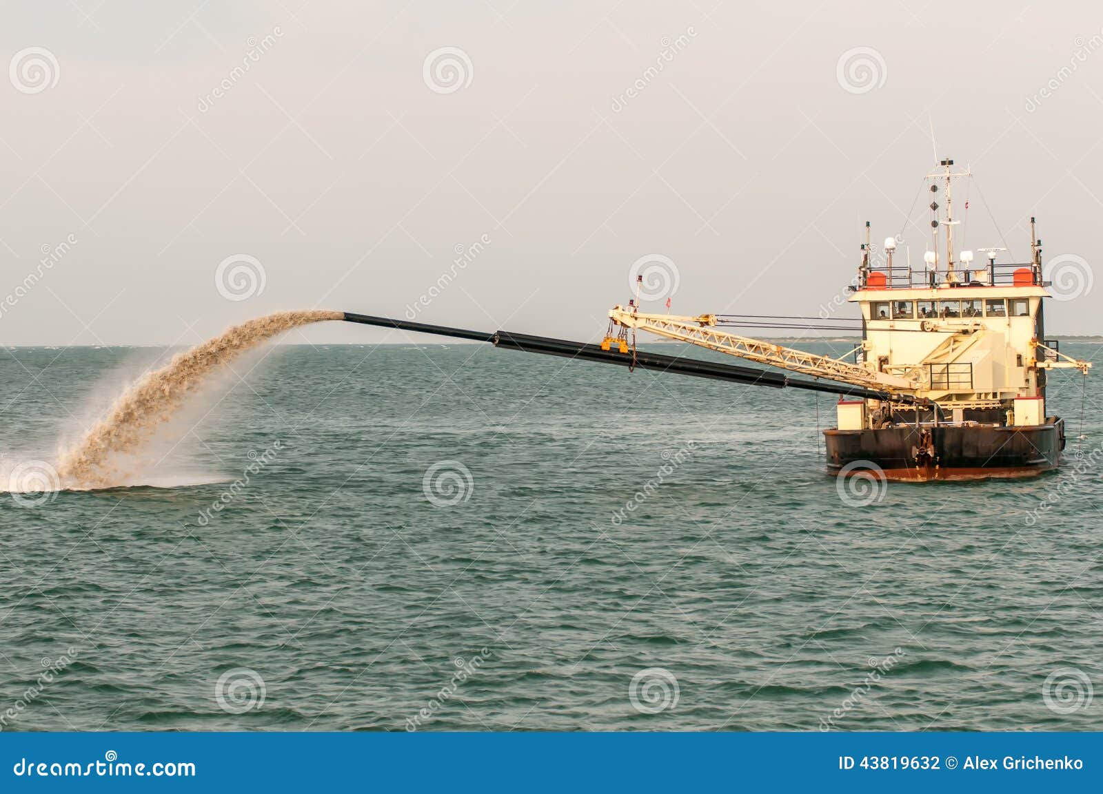 Barge Pipe Pushing Sand Onto the Beach Stock Photo - Image of mole ...