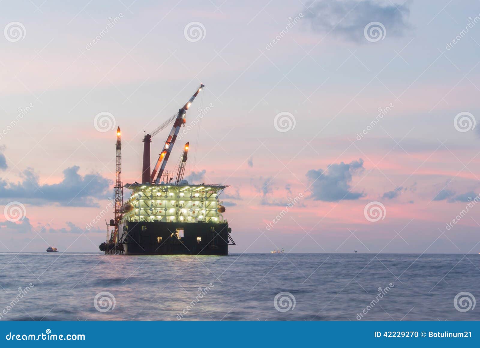 Barge Rig Platform of Oil and Gas Industry Stock Photo - Image of barge ...