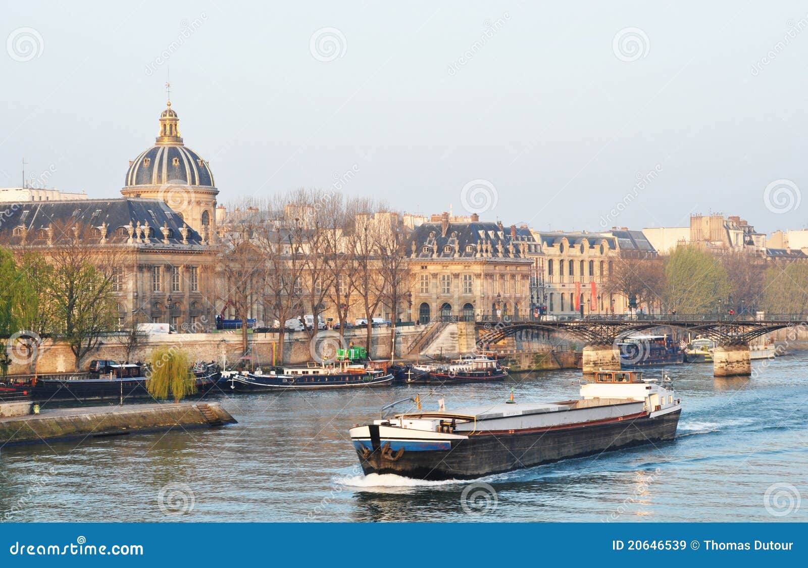 A Barge on the River Seine, Paris Stock Image - Image of architecture ...