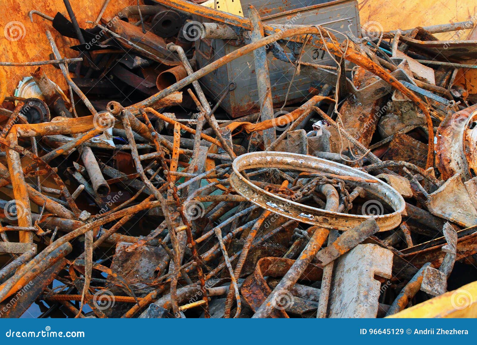 Barge with Rusty Metal Scrap Lifted during Channel Dredging Stock Image ...